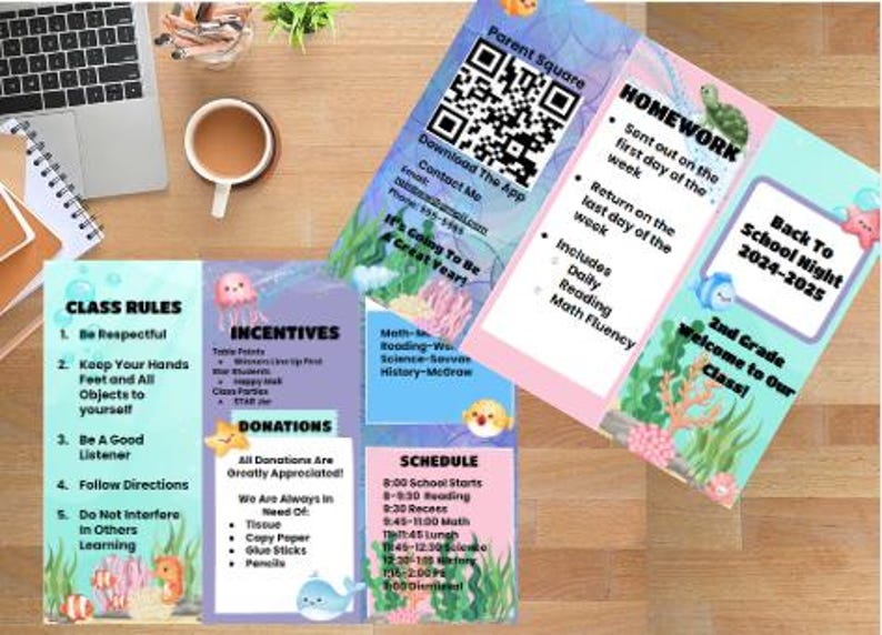Back to School Ocean Brochure Digital Download | Open House Editable ...