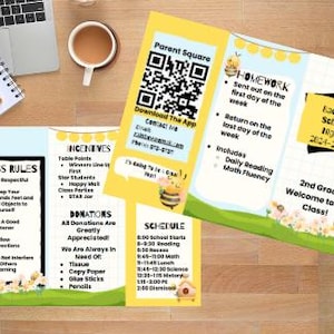 Back to School Busy Bee Theme Brochure| Open House Editable Template ...