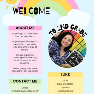 Back to School Cute Rainbow Meet the Teacher and Class Newsletter ...