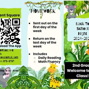 Back to School Jungle Brochure Digital Download Open House Editable ...