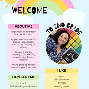 Back to School Cute Rainbow Meet the Teacher, Class Newsletter, Happy ...