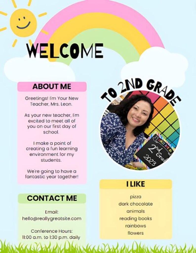Back to School Cute Rainbow Meet the Teacher, Class Newsletter, Happy ...