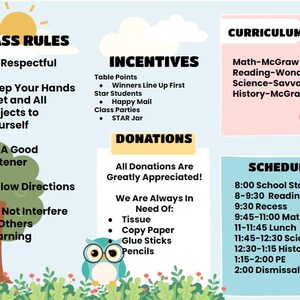 Back to School Owl Brochure Digital Download| Open House Editable ...