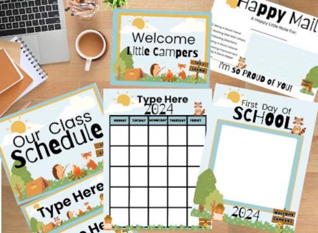 Back to School Little Campers Calendar Happy Mail Welcome Tags Labels ...