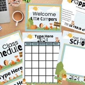 Back to School Little Campers Calendar Happy Mail Welcome Tags Labels ...