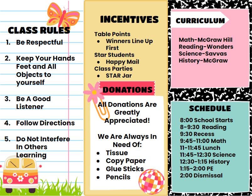 Welcome Back to School Groovy Composition Theme Brochure| Open House ...