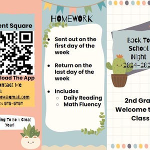 Back to School Boho Succulent Brochure Digital Download| Open House ...