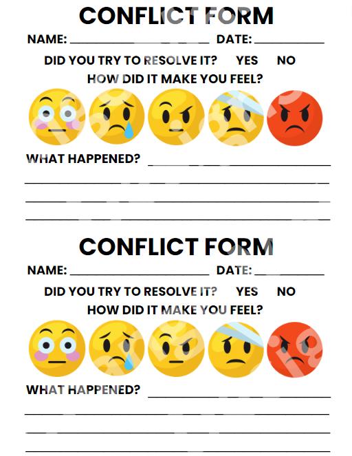Back to School Classroom Conflict Resolution Form Teacher Classroom ...