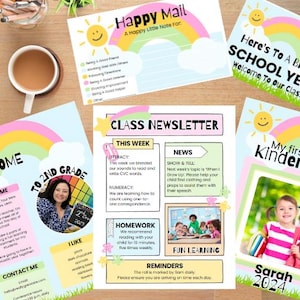 Back to School Cute Rainbow Meet the Teacher, Class Newsletter, Happy ...