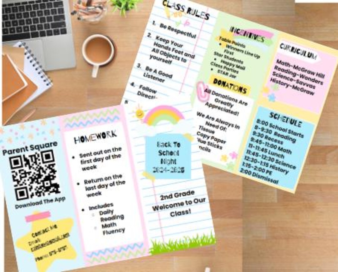 Back to School Happy Rainbow Brochure Digital Download Open House ...