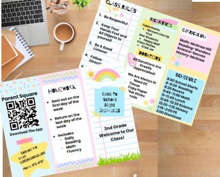 Back to School Happy Rainbow Brochure Digital Download Open House ...