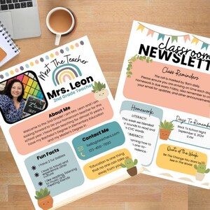 Back to School Boho Succulent Meet the Teacher and Class Newsletter ...