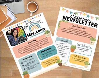 Back to School Cute Rainbow Meet the Teacher and Class Newsletter ...