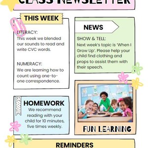 Back to School Cute Rainbow Meet the Teacher, Class Newsletter, Happy ...