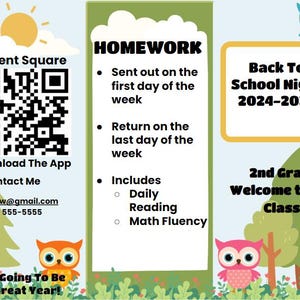 Back to School Owl Brochure Digital Download| Open House Editable ...