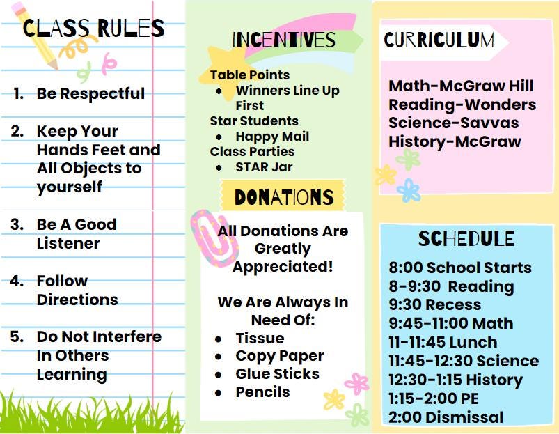 Back to School Happy Rainbow Brochure Digital Download Open House ...