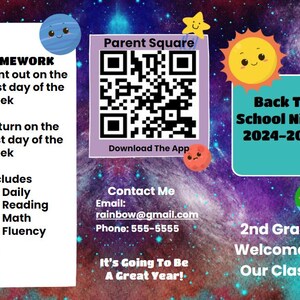 Welcome Back to School Outer Space Brochure Open House Editable ...