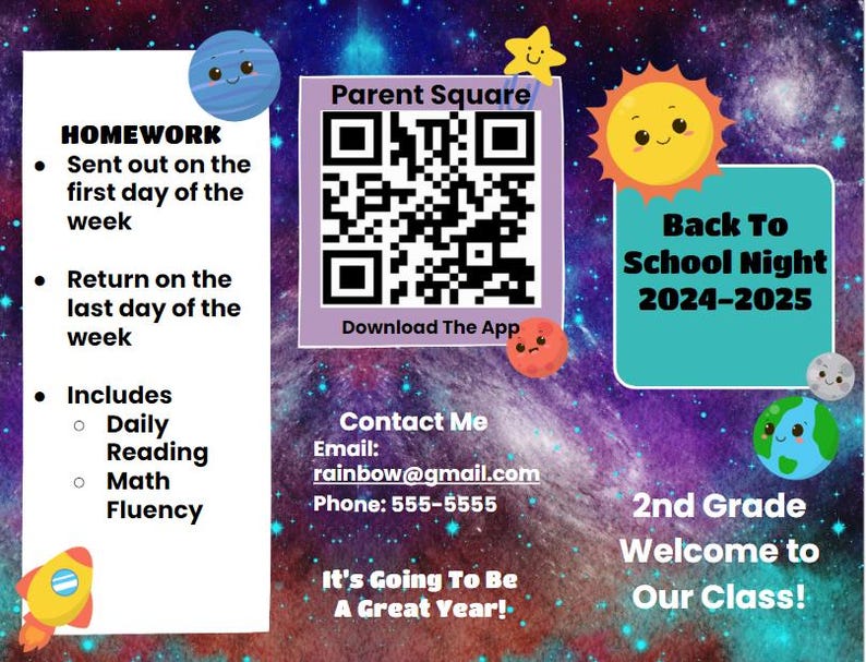 Welcome Back to School Outer Space Brochure| Open House Editable ...