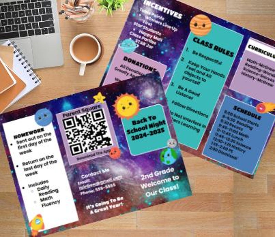 Welcome Back to School Outer Space Brochure| Open House Editable ...