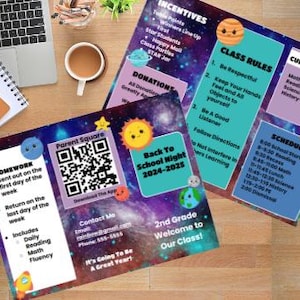 Welcome Back to School Outer Space Brochure| Open House Editable ...
