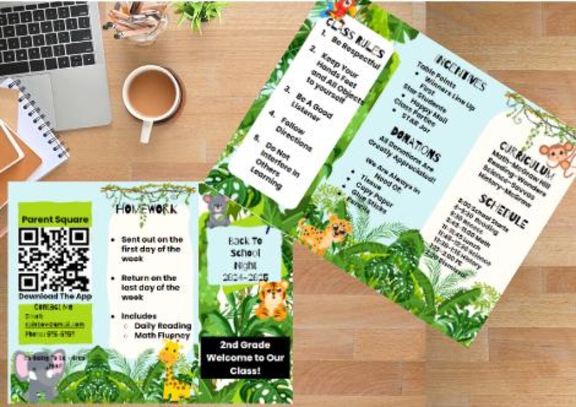 Back to School Jungle Brochure Digital Download Open House Editable ...