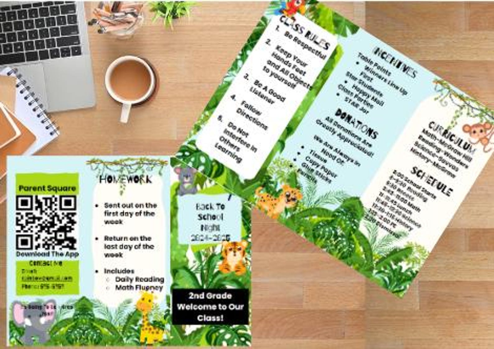 Back to School Jungle Brochure Digital Download Open House Editable ...