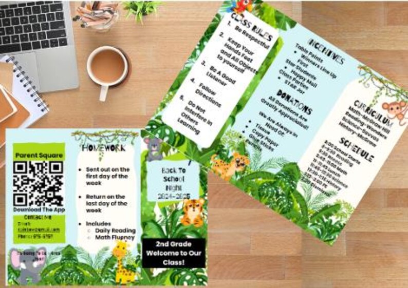 Back to School Jungle Brochure Digital Download Open House Editable ...