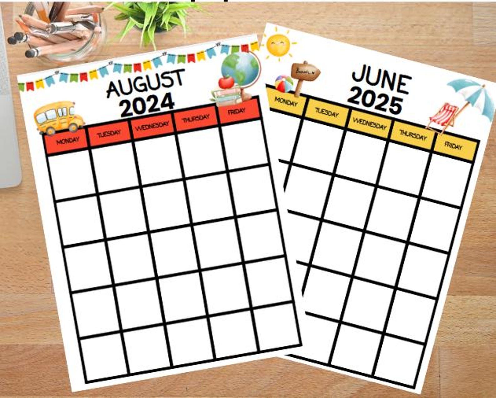 Back to School Monthly Themed Calendar August- July Teacher Resource ...