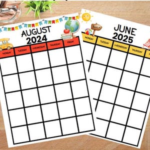 Back to School Monthly Themed Calendar August- July Teacher Resource ...