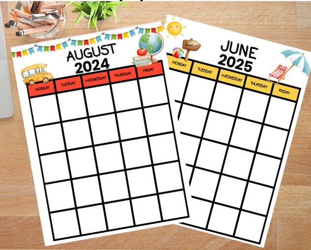 Back to School Monthly Themed Calendar August- July Teacher Resource ...