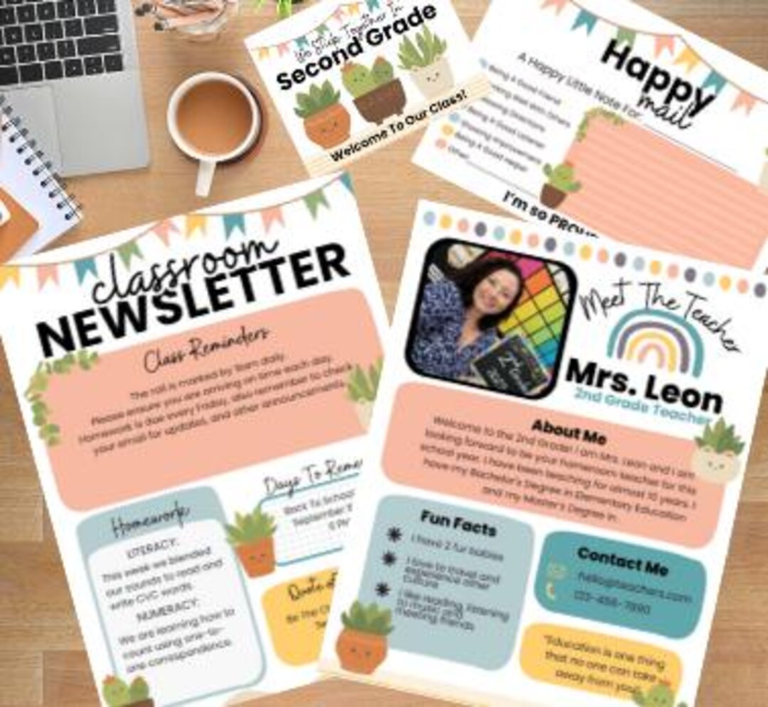 Back to School Boho Succulent Meet the Teacher Newsletter Happy Mail ...