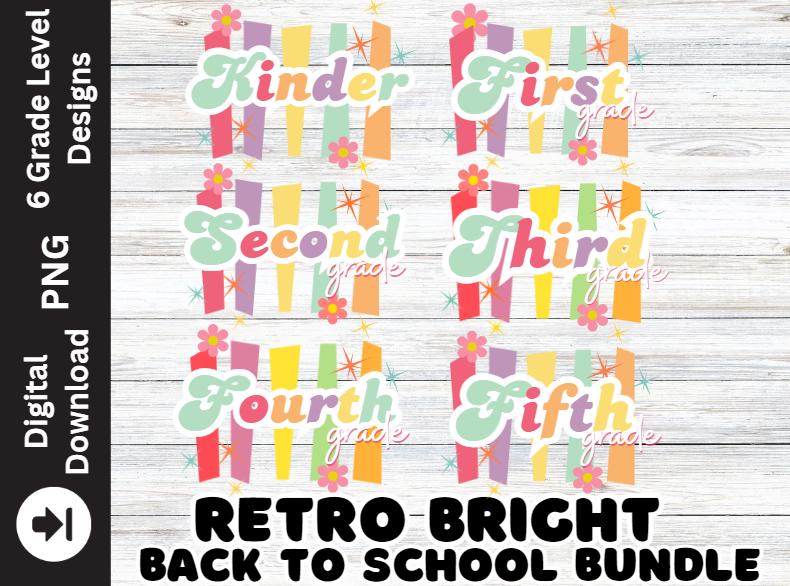 Retro Back to School Grade Level PNG Teacher Gift Digital Download ...