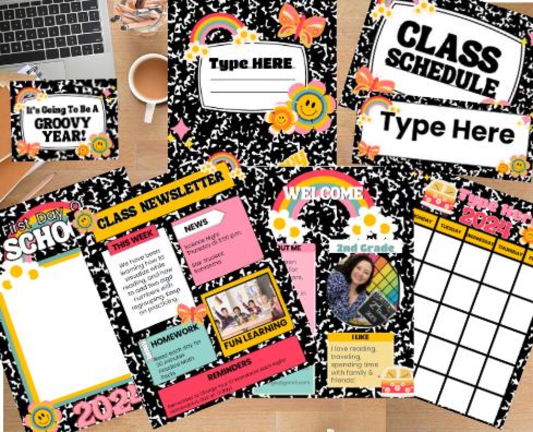 Back to School Groovy Retro Meet Teacher, Newsletter, Calendar, Class ...