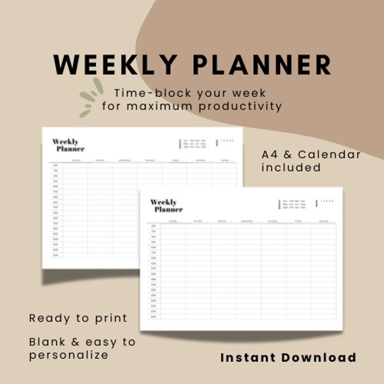 Weekly Planner With Timestamps - Blank & Simple - Etsy