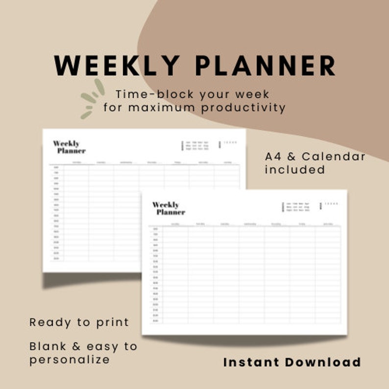 Weekly Planner With Timestamps - Blank & Simple - Etsy