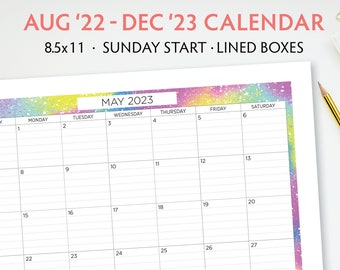Printable August Calendar - Etsy