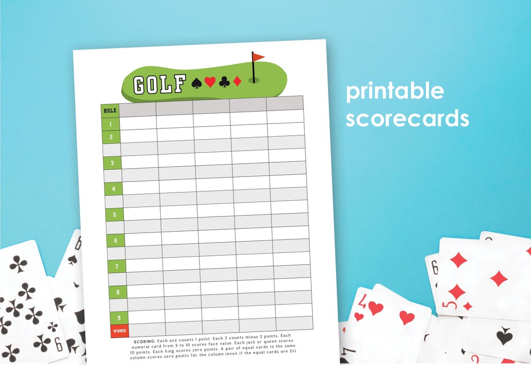 Printable Scorecards "golf" Card Game - Family Game Night Golf Game ...