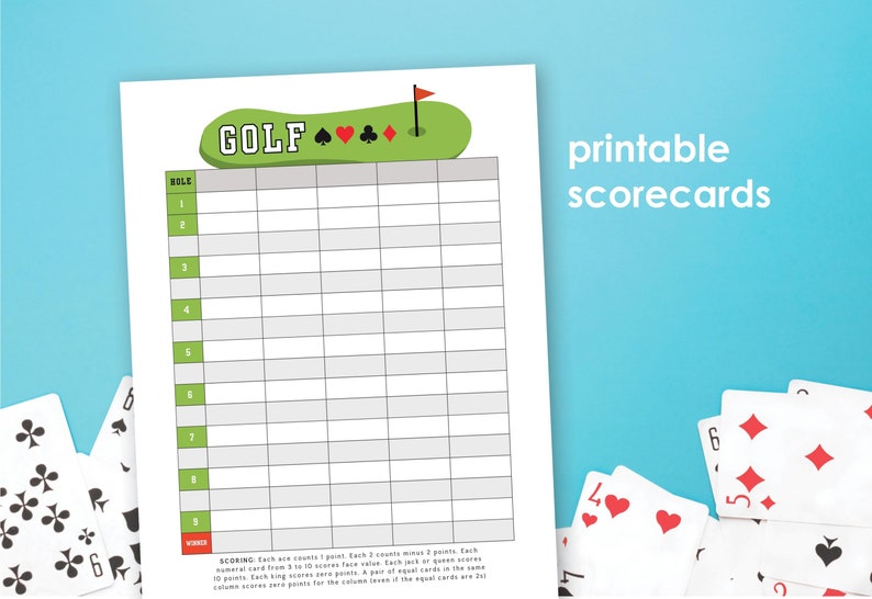 Printable Scorecards "golf" Card Game - Family Game Night Golf Game ...
