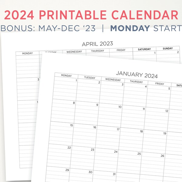 Printable Calendar - Etsy