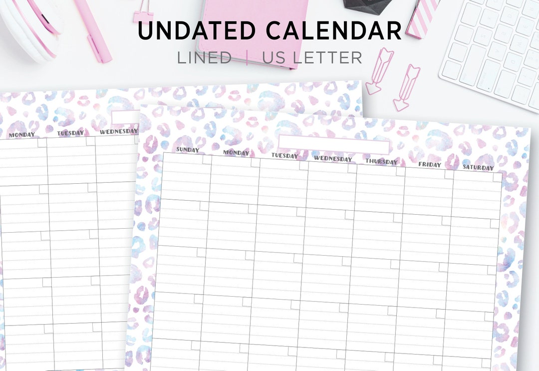 Blank Monthly Printable Calendar - Perpetual Undated Printable Calendar ...