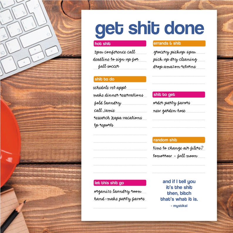 Printable to Do List - Get Shit Done - Shit List - Funny Printable 5 ...