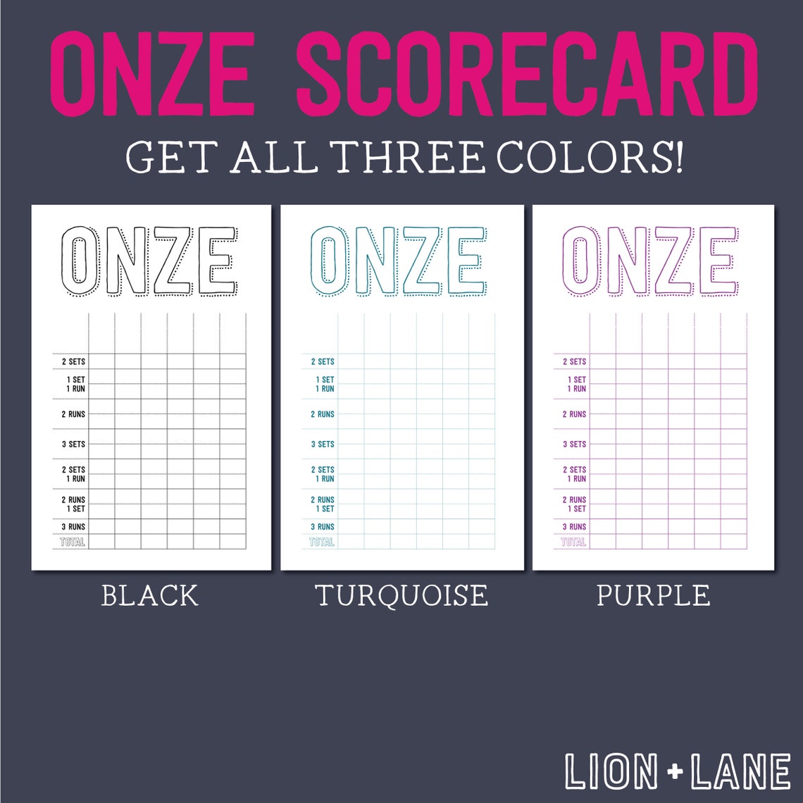 ONZE Scorecards - Printable Score Sheets - Instant Download Onze Card ...
