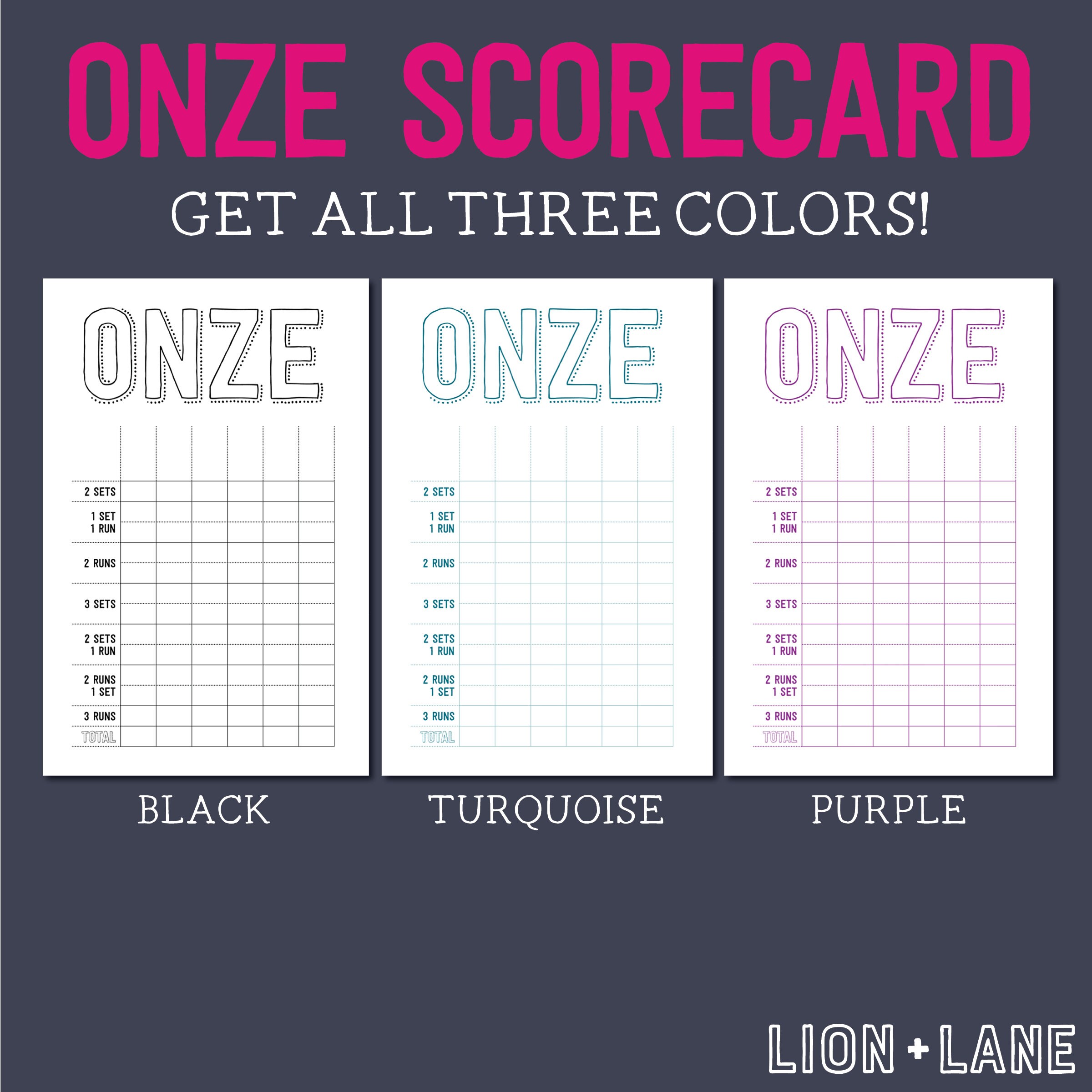 ONZE Scorecards - Printable Score Sheets - Instant Download Onze Card ...