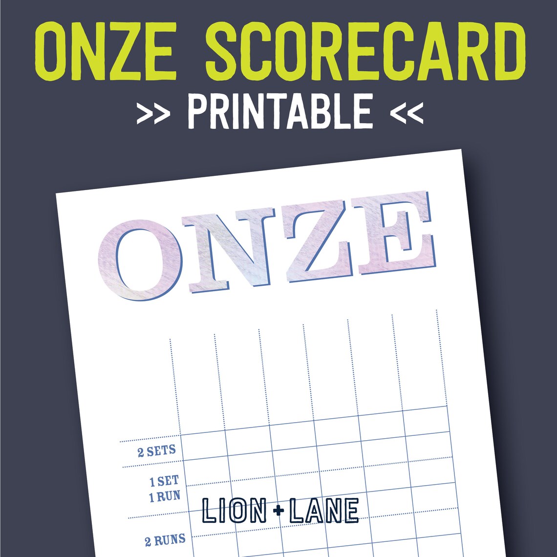 ONZE Scorecards - Printable Score Sheets - Instant Download Onze Card ...