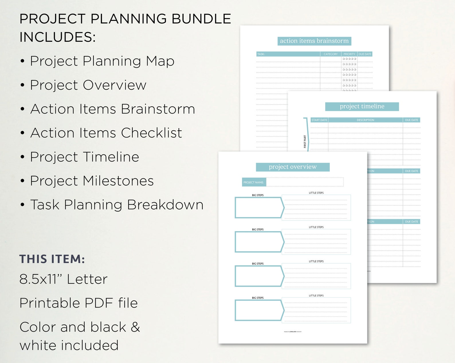 Project Planning Worksheets Project Planner Tracker Overview - Etsy