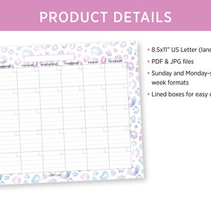 Blank Monthly Printable Calendar - Perpetual Undated Printable Calendar ...