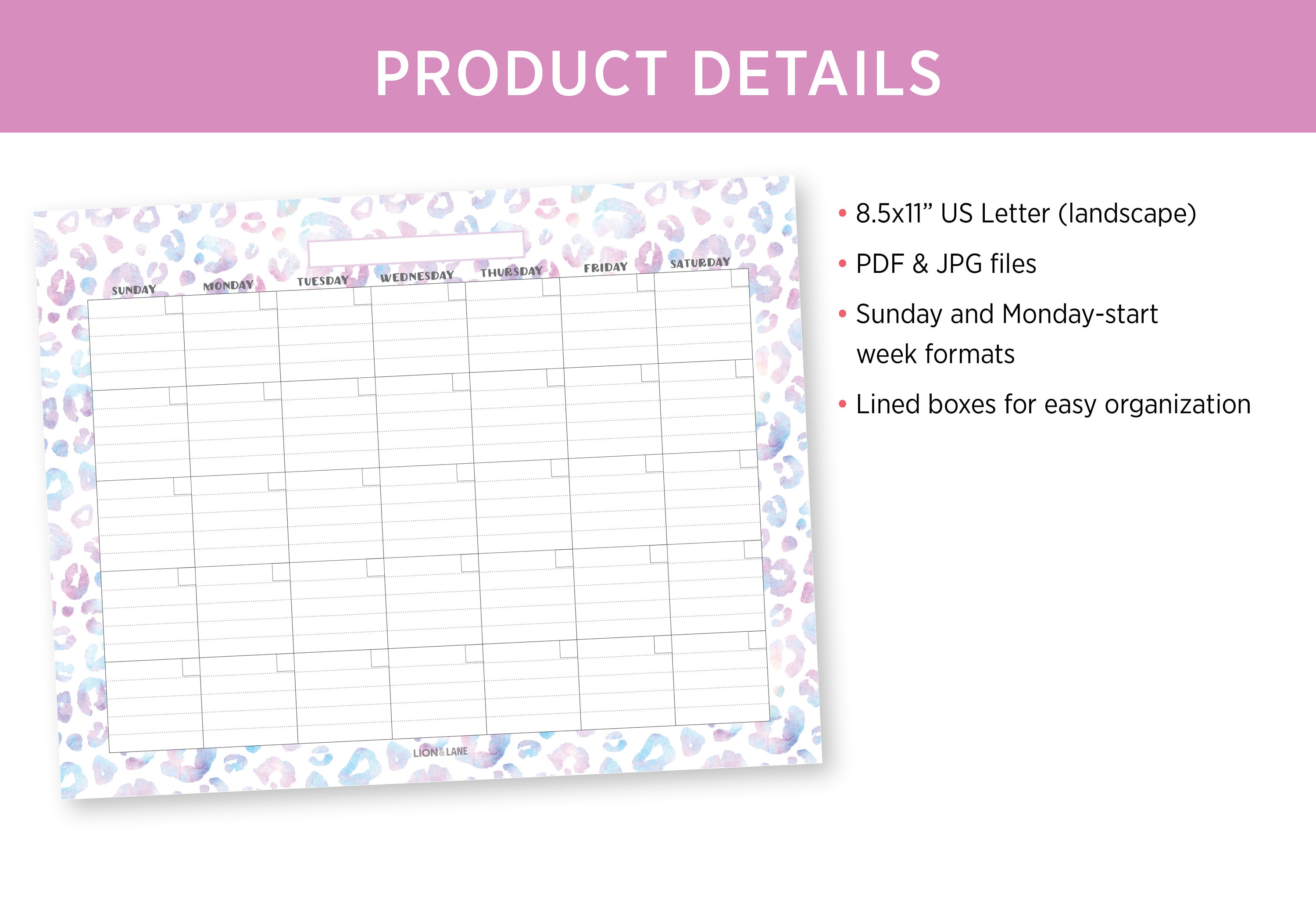 Blank Monthly Printable Calendar - Perpetual Undated Printable Calendar ...