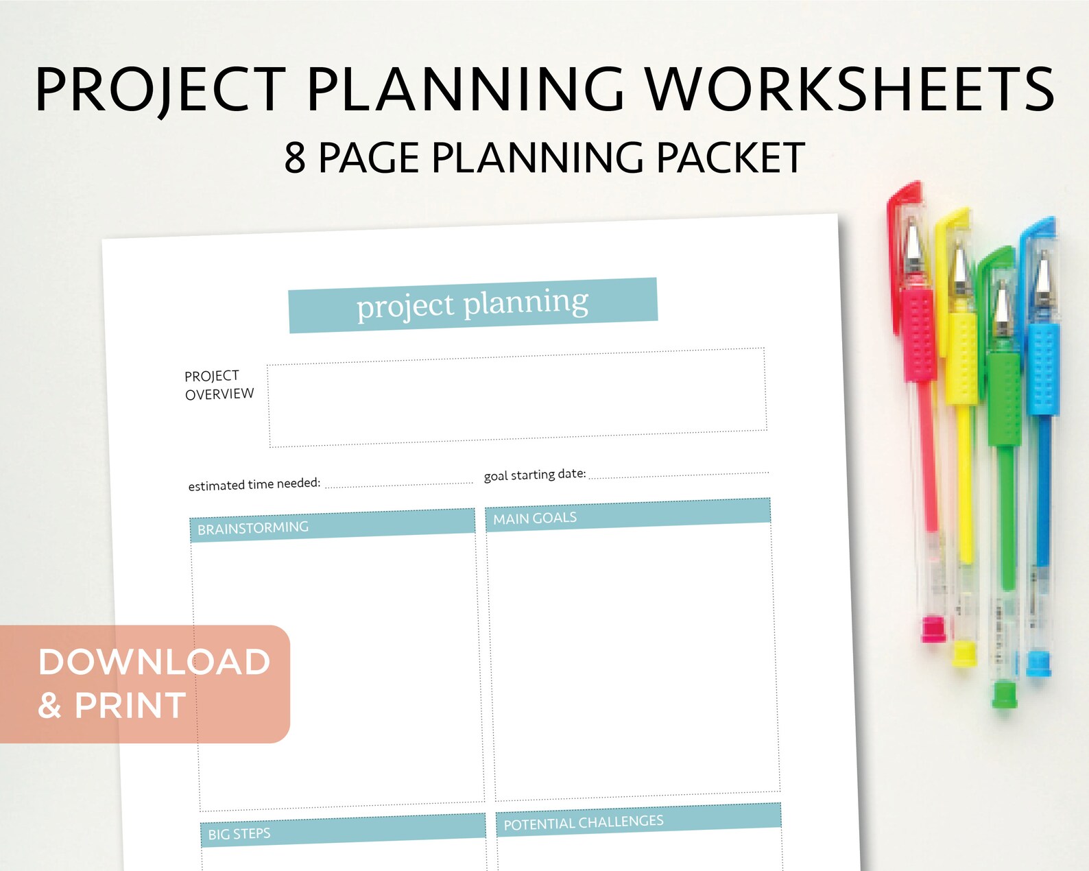 Project Planning Worksheets Project Planner Tracker Overview - Etsy