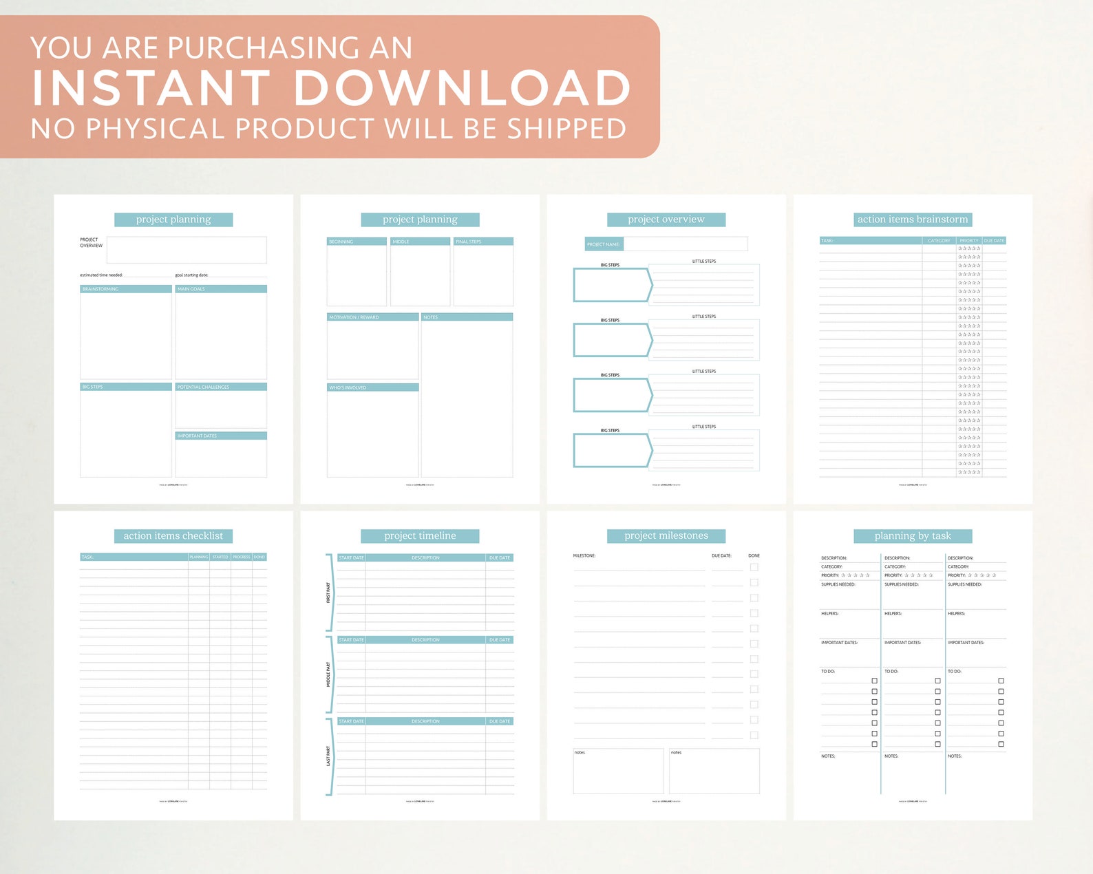Project Planning Worksheets Project Planner Tracker Overview - Etsy