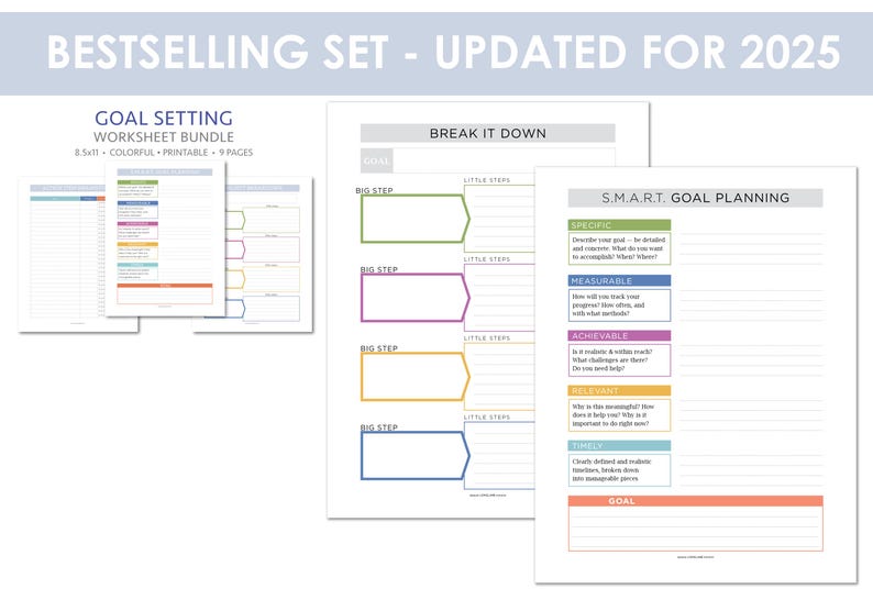 Printable SMART Goal Setting - Colorful Goal Tracking - Goal Planning ...
